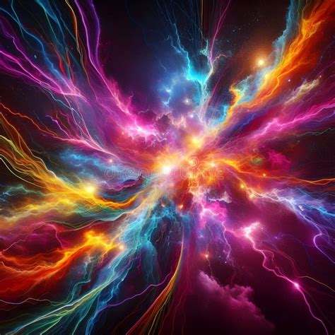 Colorful Rainbow Lightning Explosion In Space Stock Illustration Illustration Of Photograph