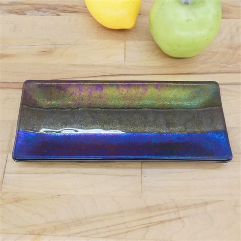 Kurt Mcvay Km Dichroic Art Glass Signed Tray Sushi Dish 9 Olde