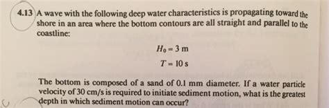 A Wave With The Following Deep Water Characteristics