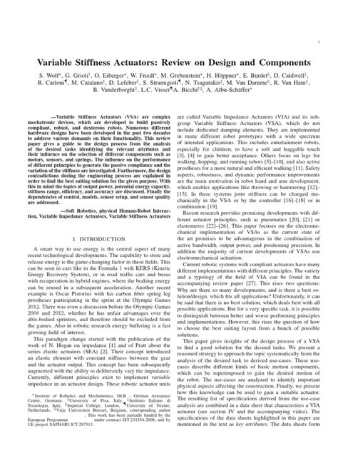 Variable Stiffness Actuators Review On D Pdf Actuator Electric Motor