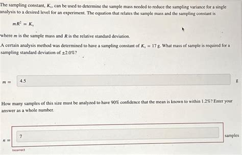 Solved The Sampling Constant K5 Can Be Used To Determine