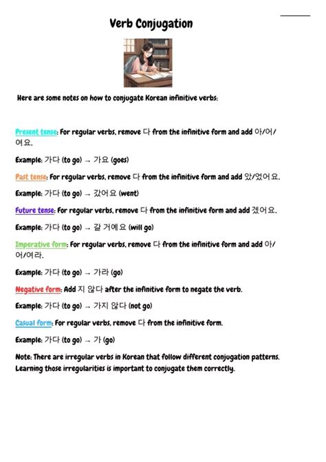Korean 1 Conjugating Infinitive Verbs With Worksheet Korean Stuvia Us