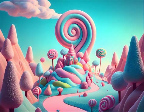 Premium Ai Image Fantasy Colorful Candyland Background With Candies