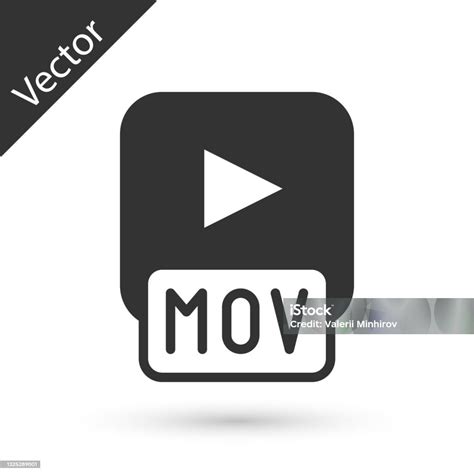 Graues Movdateidokument Laden Sie Movtastesymbol Isoliert Auf Weißem