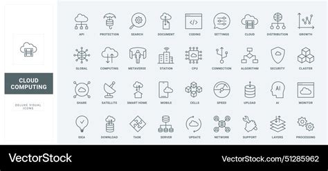 Cloud Computing Line Icons Set Services Royalty Free Vector