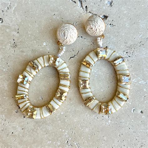 Anna Nova Raffia Jewel Neutral Earrings