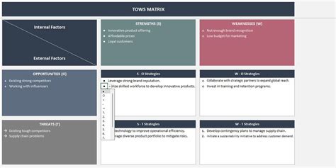 Tows Matrix Excel Template Tows Analysis Swot Analysis Business