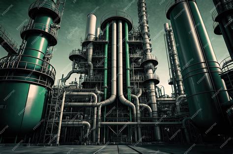 Premium Ai Image Huge Distillation Columns In Oil Refinery Complex