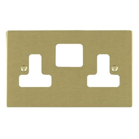 Grid It Sheer Satin Brass 2 Gang Switched Socket Grid Front Plate Grid It Sheer Satin Brass 2 Gang Switched Socket Grid Front Plate