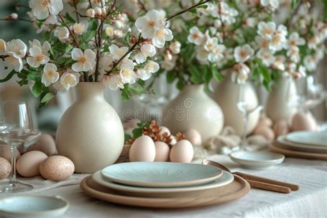 Nature S Palette Blushing Easter Eggs Arrayed On Seafoam Green Plates Complemented By Gentle