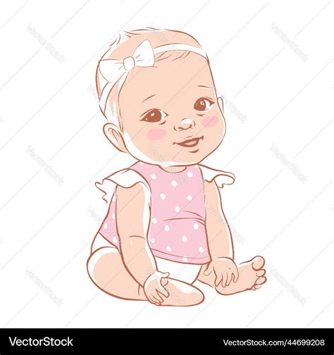 Cute Baby Girl Sitting And Smiling Royalty Free Vector Image