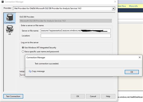 Can T Connect Using Windows Authentication To Azure Cube Over Azure SSIS SSIS Run Time Created