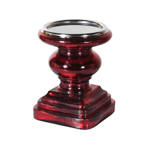 Red Glass Pillar Candle Holders At Marianne Fernandez Blog