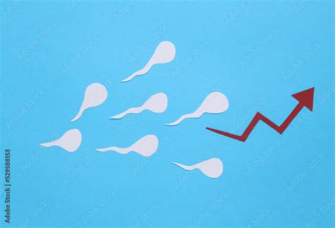 Spermatozoa With A Growth Arrow On A Blue Background Level Of Male