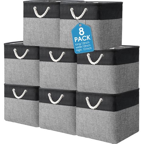 Meekoo 8 Pack Collapsible Storage Bins Fabric Storage Bins Polyester