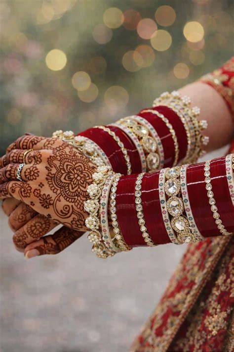 Bridal Chooda Set Red Punjabi Wedding Chura Kundan Pearl Bangles