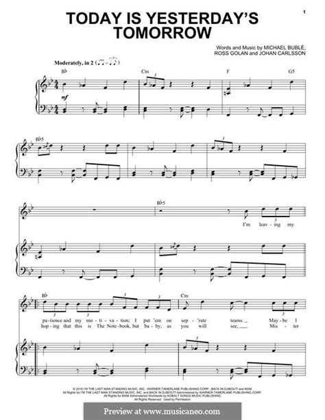 Today Is Yesterdays Tomorrow By M Bublé R Golan J Carlsson On