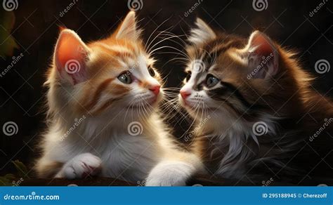 Two Kittens Meowing Stock Image Image Of Happy Adorable 295188945