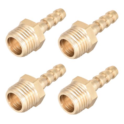 Brass Fitting Connector Metric M14x15 Male To Barb Hose Id 6mm 4 Pcs