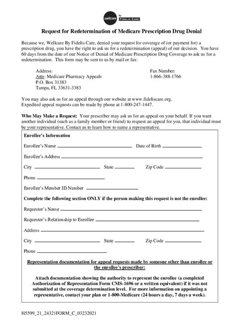Fillable Online Wellcare By Fidelis Carerequest For Redetermination Of
