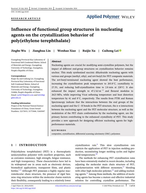 Influence Of Functional Group Structures In Nucleating Agents On The