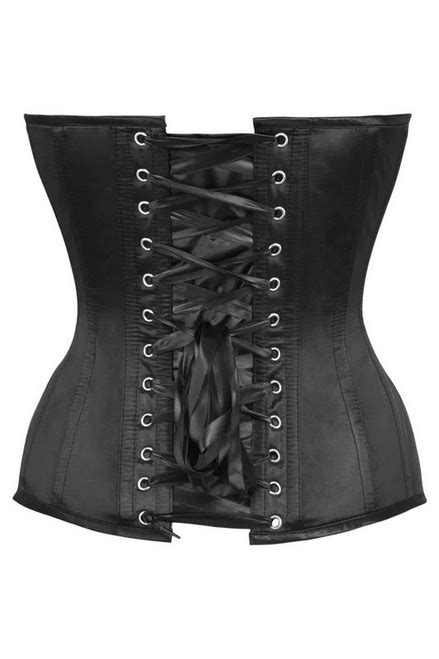 Plus Size Top Drawer Black Satin Steel Boned Overbust Corset Spicy