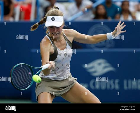 July 25 2025 Magdalena Frech Hits A Shot In Her Match Against Elena