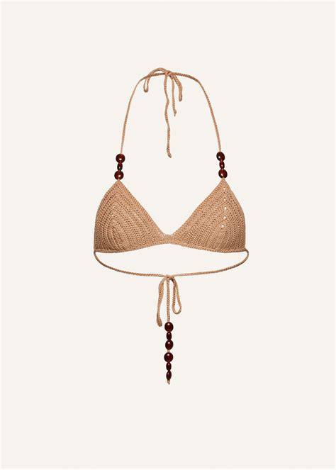 Crochet Triangle Beads Bra In Caramel Magda Butrym