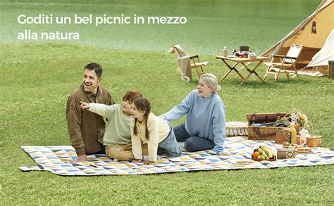 Songmics Coperta Picnic 300 X 200 Cm Grande Telo Da Campeggio Parco