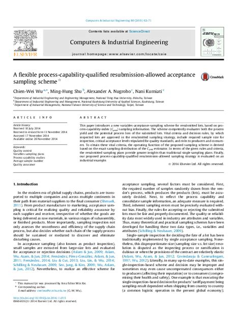 Pdf A Flexible Process Capability Qualified Resubmission Allowed Acceptance Sampling Scheme