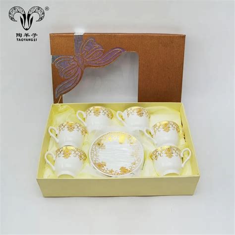 Ceramic Tea Cup And Saucer Set With T Box Floral Tea Cups8 Oz 1set