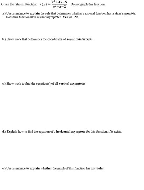 solved given the rational function r x do not graph