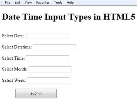 Date Time Form Input Type In HTML