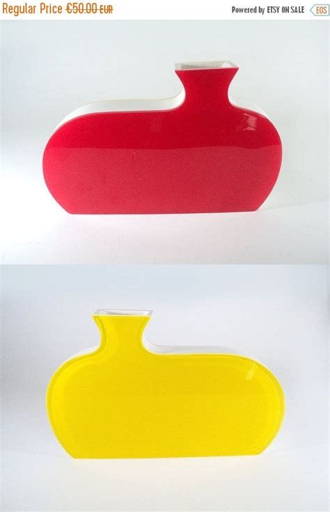 French Red And Yellow Plexiglass Vase Plastic Centerpiece 70s Etsy