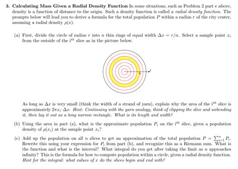 Solved 3 Calculating Mass Given A Radial Density Function
