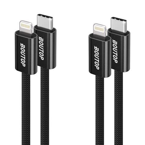 USB C To Lightning Cable Pack M M BOUTOP MFi Certified Black