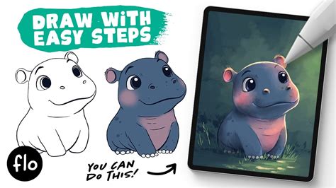How To Draw A Cute Hippo Step By Step