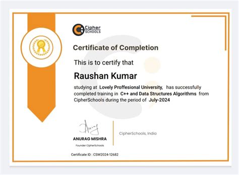 Raushan Kumar On Linkedin Cipherschool Intership Lpu