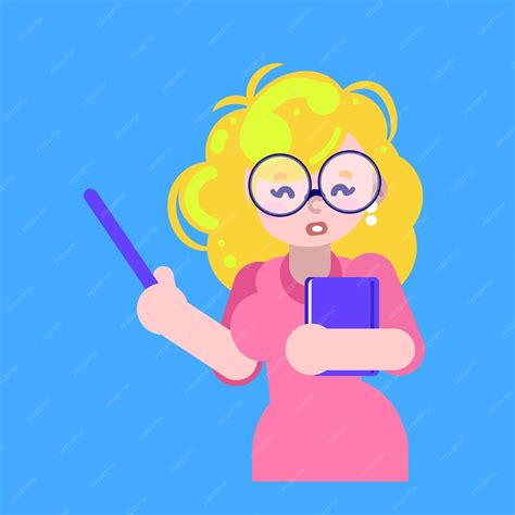 Premium Vector Cute Teacher Character Geometric Illustration