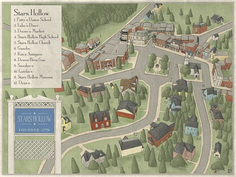 A Map Of Stars Hollow From Gilmore Girls Stars Hollow Map Gilmore