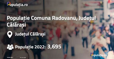 Populația Comunei Radovanu Jud Călărași 2023 Populatiaro