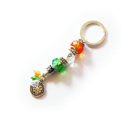 Four Leaf Clover Glass Bead Keychain T For Girlfriend Keyring For