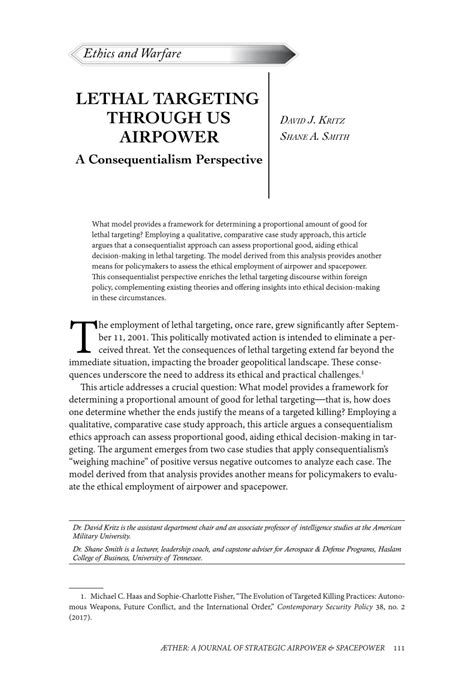 Pdf Lethal Targeting Through Us Airpower A Consequentialism Perspective