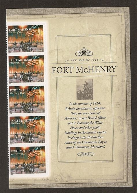 Us 4921 War 1812 Fort Mchenry Forever Panel Strip 5 Stamps Mnh 2014
