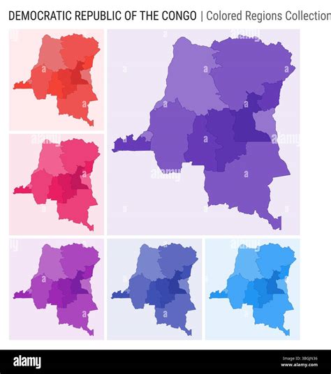 Dr Congo Map Collection Country Shape With Colored Regions Deep Purple Red Pink Purple