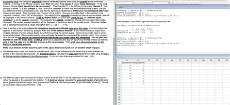 solved part c the minitab output does not show the