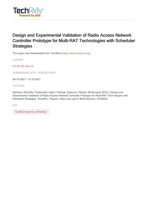 Pdf Design And Experimental Validation Of Radio Access Network Controller Prototype For Multi