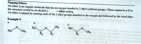 Naming Ethers An Ether Is An Organic Molecule That Has The Structure