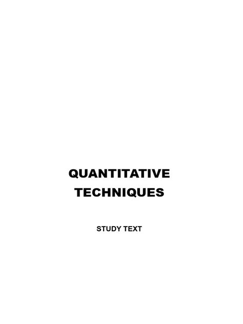Quantitative Techniques 1 Pdf Matrix Mathematics Algebra