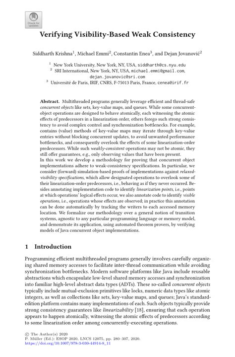 Pdf Verifying Visibility Based Weak Consistency